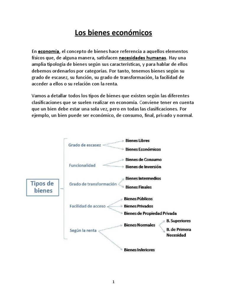 Los Bienes Económicos | PDF | Consumo (economía) | Bienes
