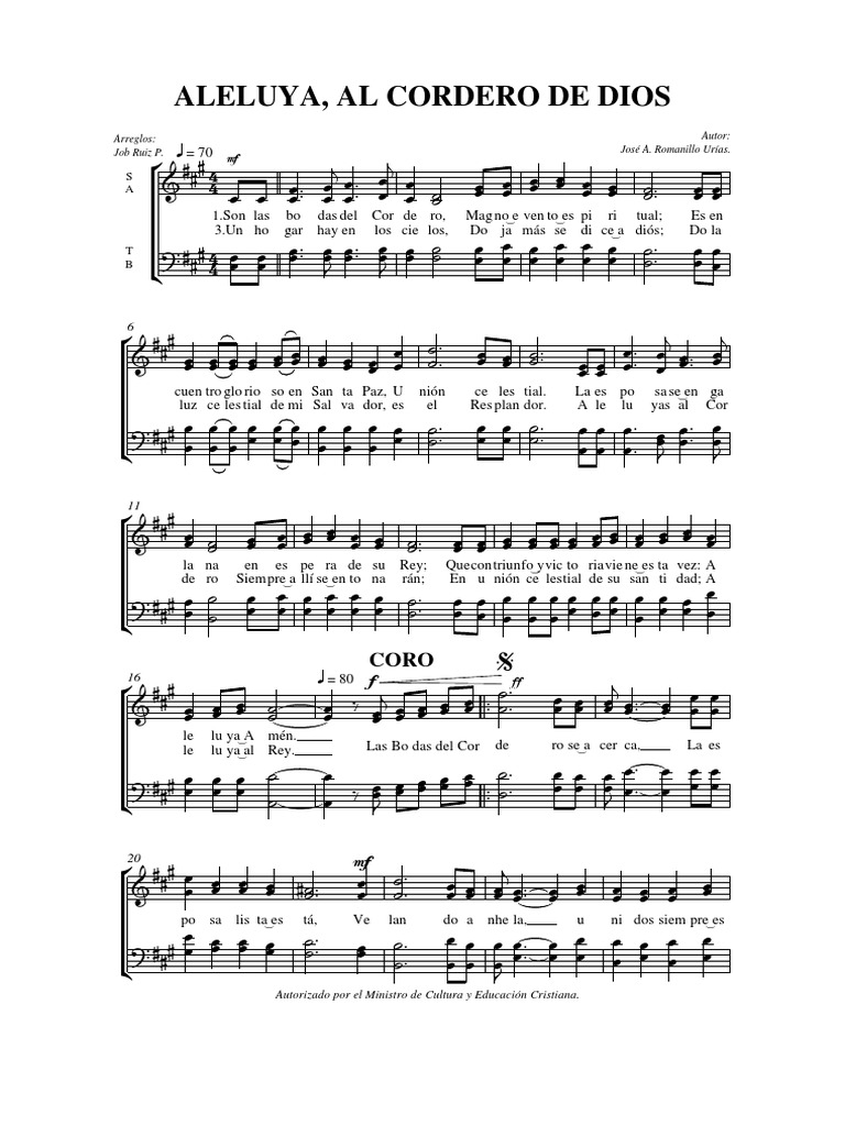 Aleluya Al Cordero de Dios | PDF