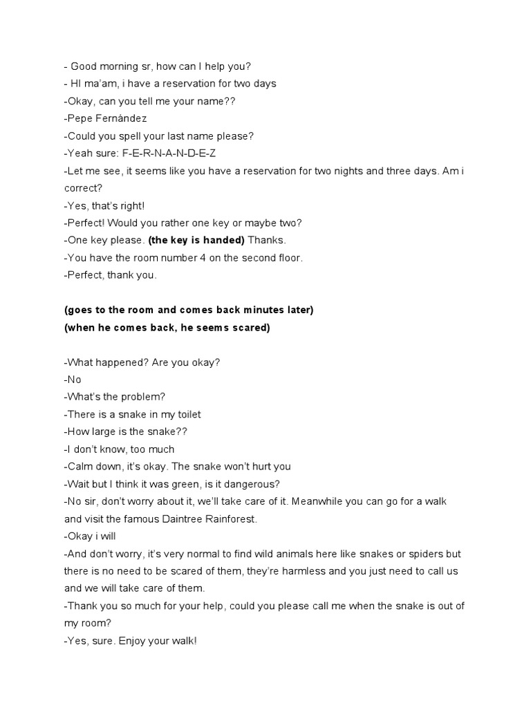 Hotel Reception | PDF