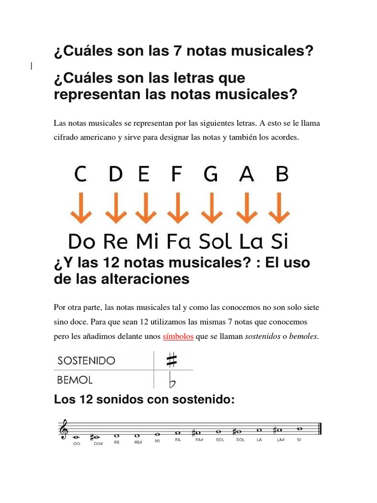 Las 12 Notas Musicales y su Representación | PDF