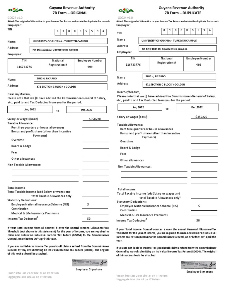 7B Form GRA Original - Part499 PDF | PDF | Income Tax | Salary