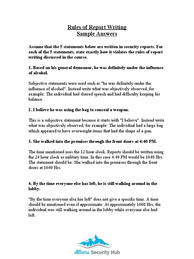 Rules of Report Writing Self Study Answers PDF | PDF