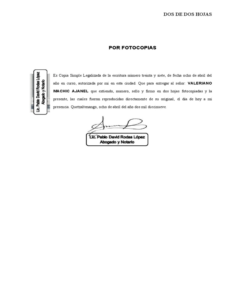 Copia Simple Legalizada Fotocopias | PDF