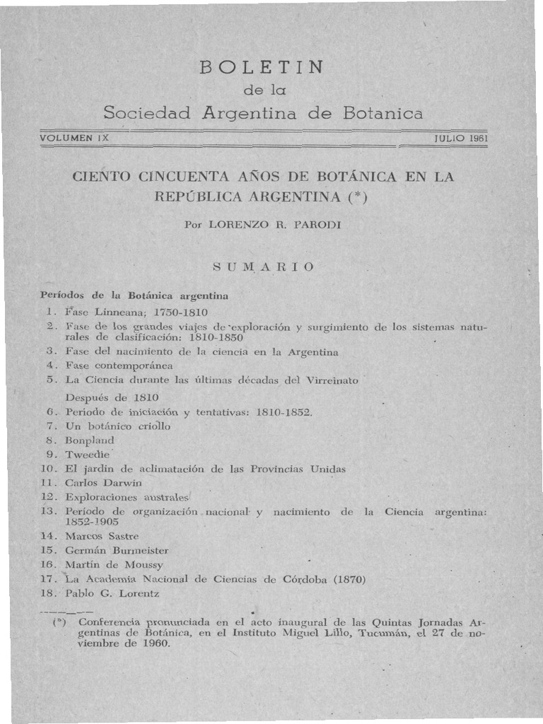 Boletin Botanica Parodi | PDF | Charles Darwin | Buenos Aires