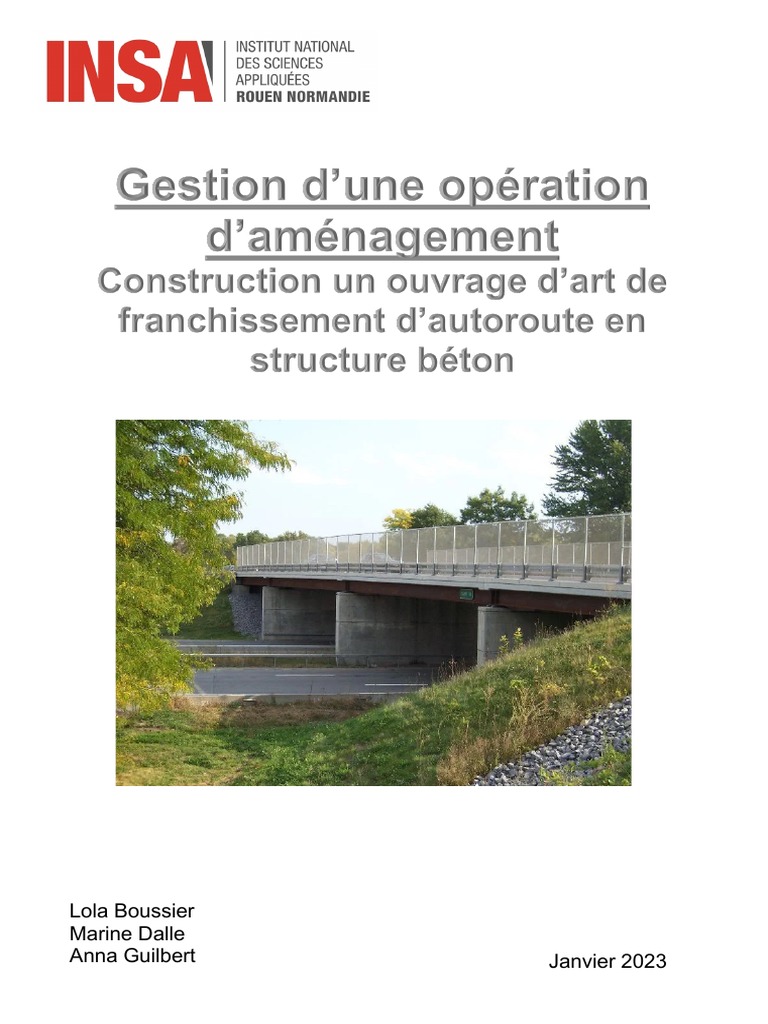 Rapport D'une Opération D'aménagement D'un Ouvrage D'art de Franchissement | PDF | Pont | Génie ...