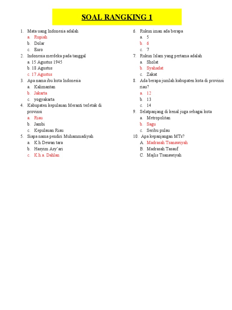 Soal Rangking 1 | PDF