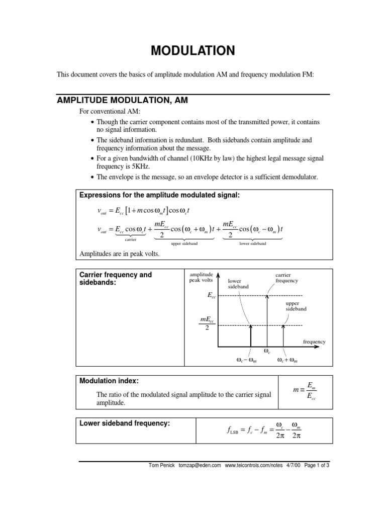 Basics of AM and FM Modulation | PDF | Science & Mathematics