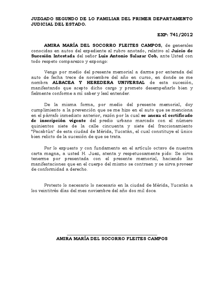 Aceptacion Cargo Albacea | PDF