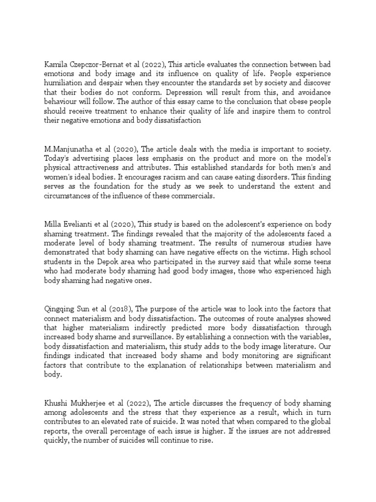 Biii | PDF | Body Image | Shame