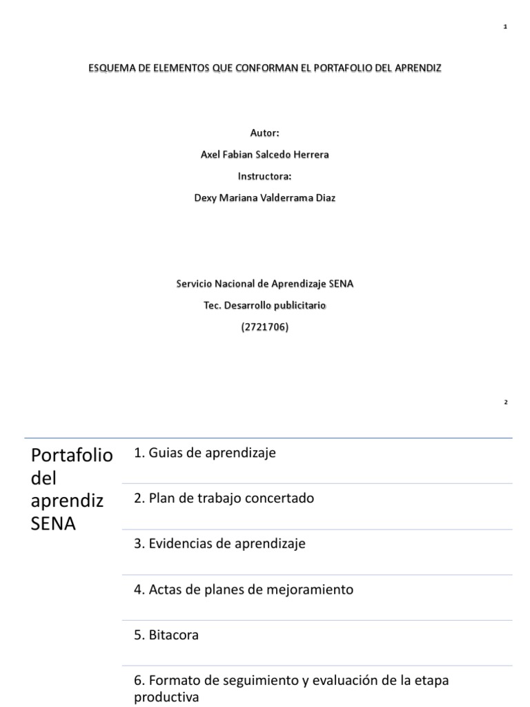 Esquema de Elementos Que Conforman El Portafolio Del Aprendiz | PDF