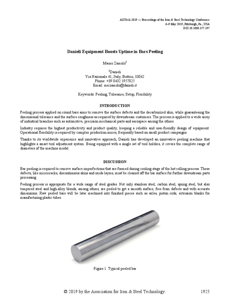 Danieli Equipment Boosts Uptime in Bars Peeling | PDF | Steel | Machine ...