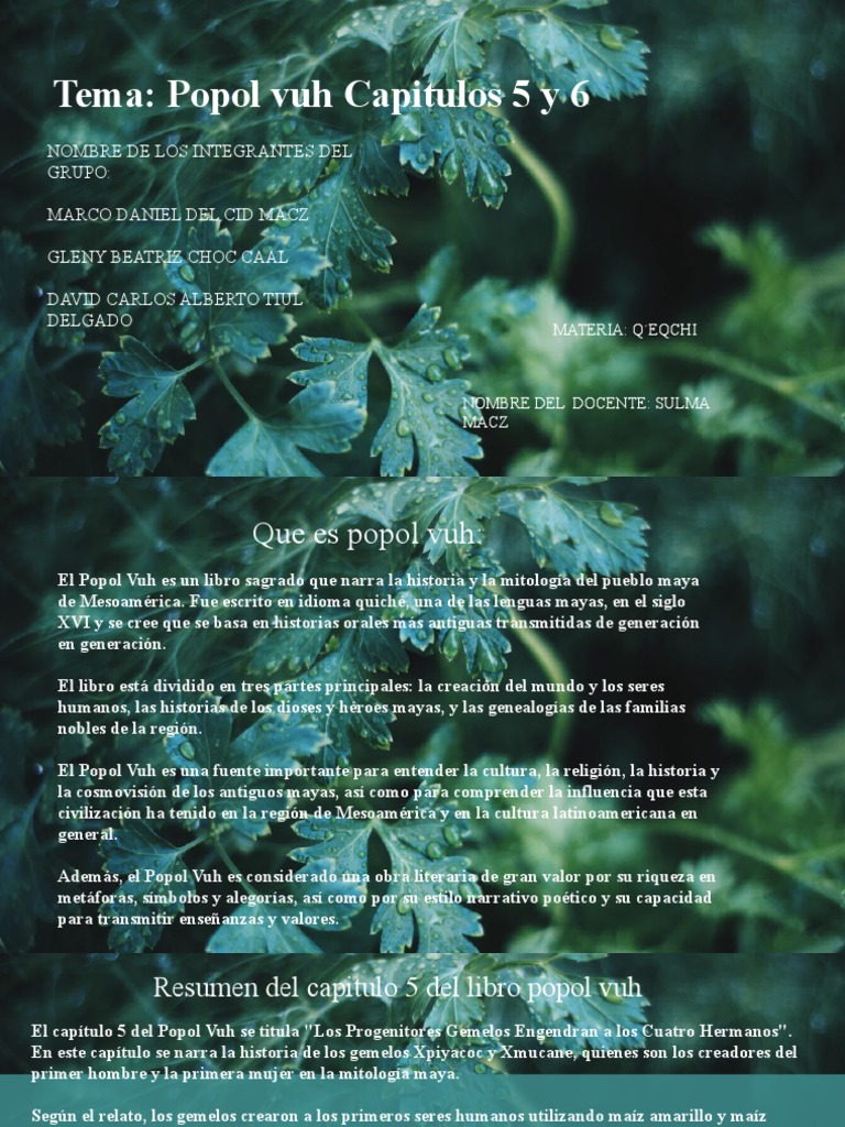Presentacion de Los Capitulos 5 y 6 Del Libro Popol Vuh | PDF