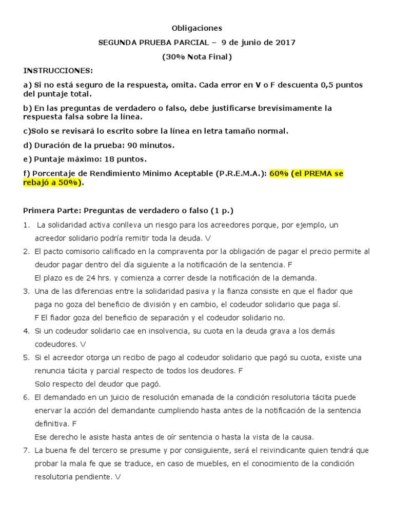 Pauta de Correccion de La Segunda Prueba | PDF