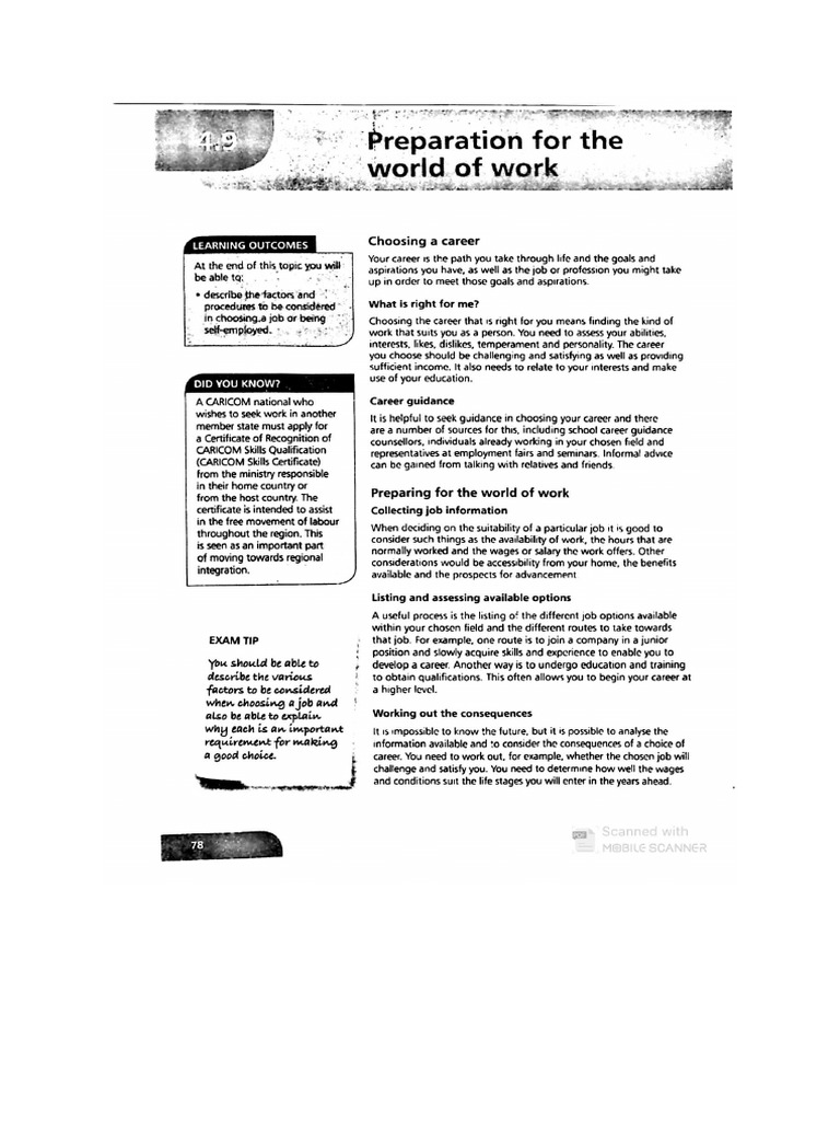 Preparation For The World of Work | PDF