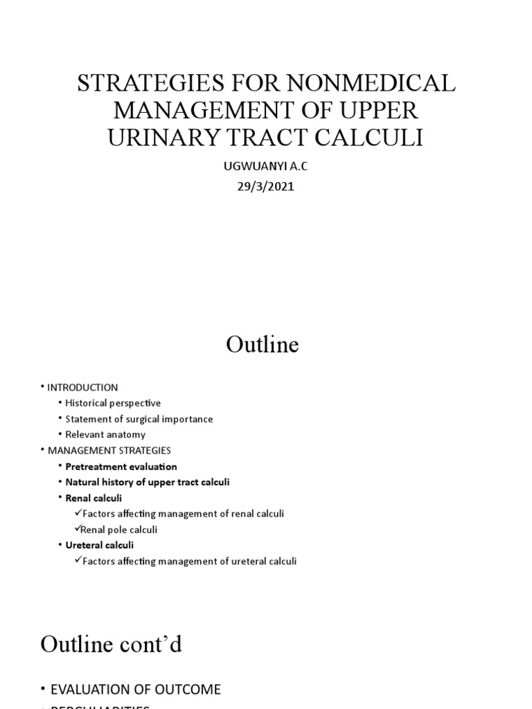 Strategies For Nonmedical Management of Upper Urinary Tract Calculi ...