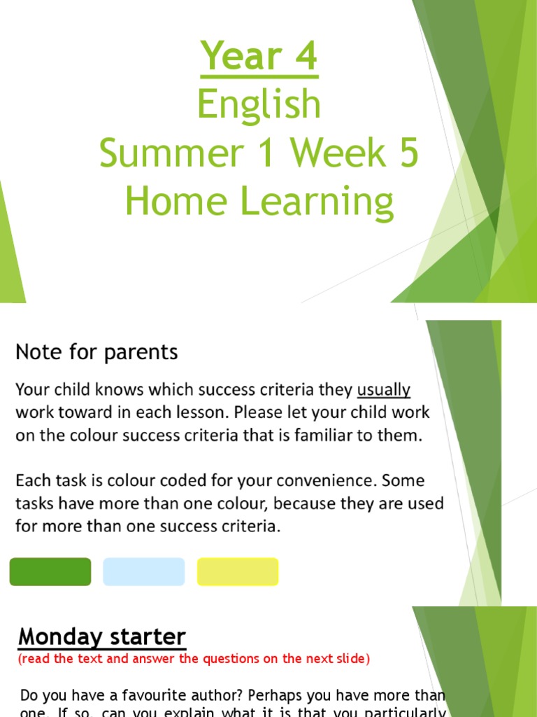 Year 4 English Summer Home Learning Tasks | PDF | Clause | Language ...