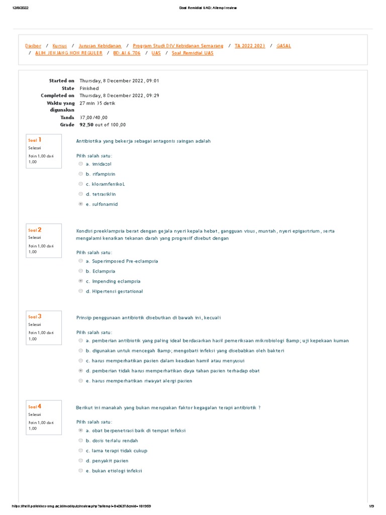 Soal Remidial UAS - Attempt Review | PDF