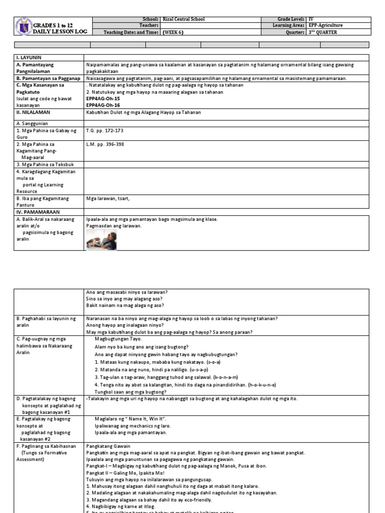 Grade 4 Epp q3 Week 6 Lesson Plan | PDF