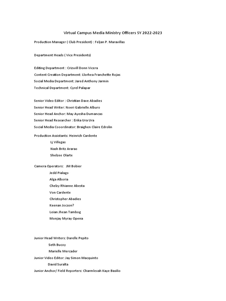 VCMM-OFFICERS-SY-2022-2023 | PDF