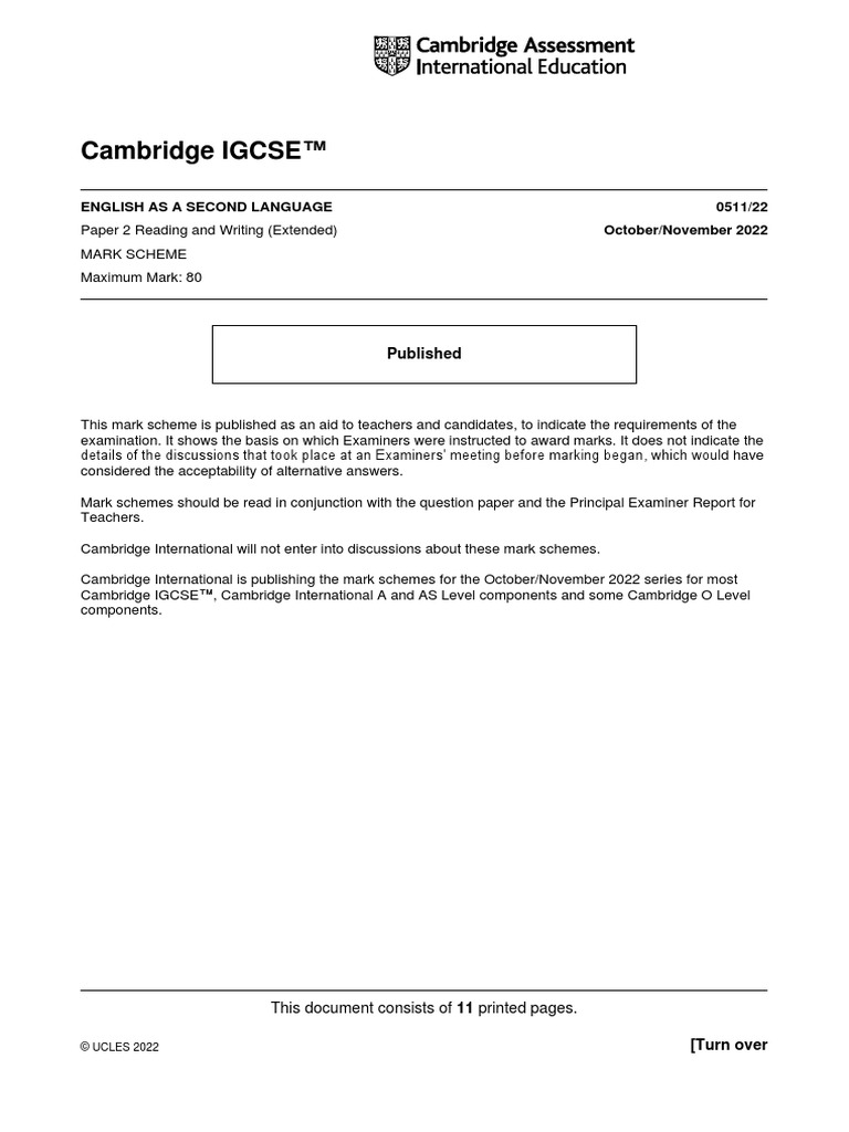 IGCSE ESL Reading and Writing Extended Grade 10 Answer Key PDF | PDF ...