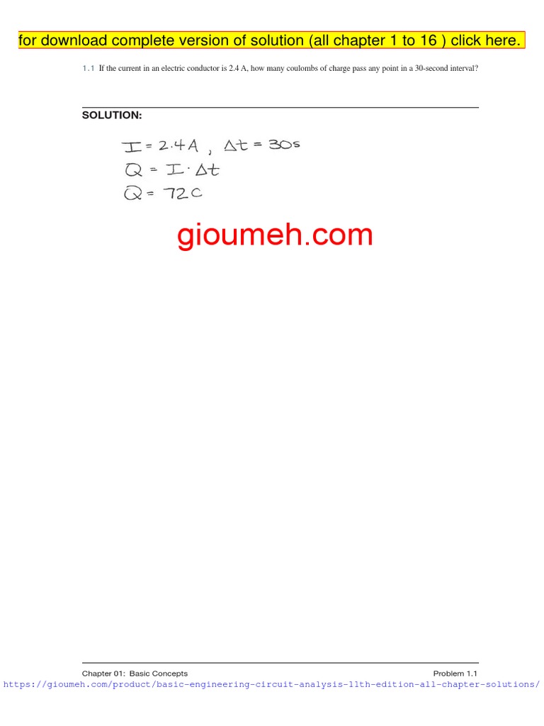 Basic Engineering Circuit Analysis J David Irwin 11th Edition All Chapter Solutions Manual PDF ...
