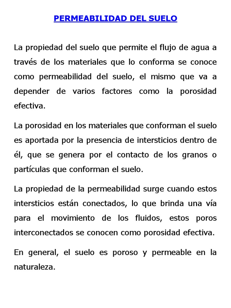 Permeabilidad de Suelo - 23 Mar 23 | PDF | Permeabilidad (Ciencias de ...