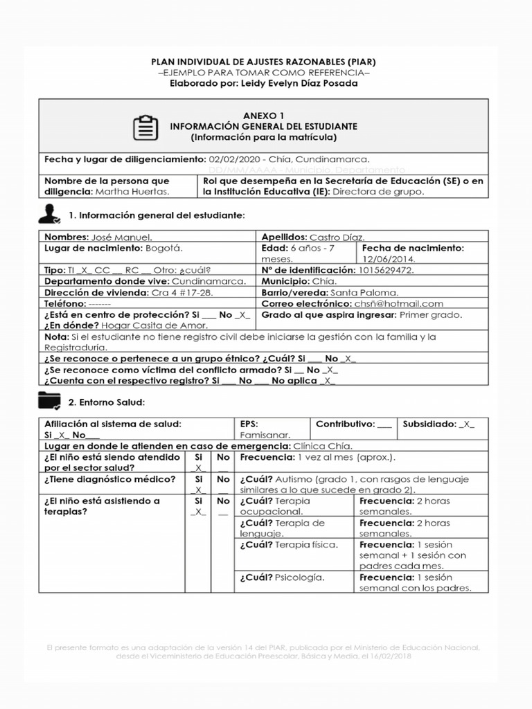 Plan Individual de Ajuste Razonable | PDF