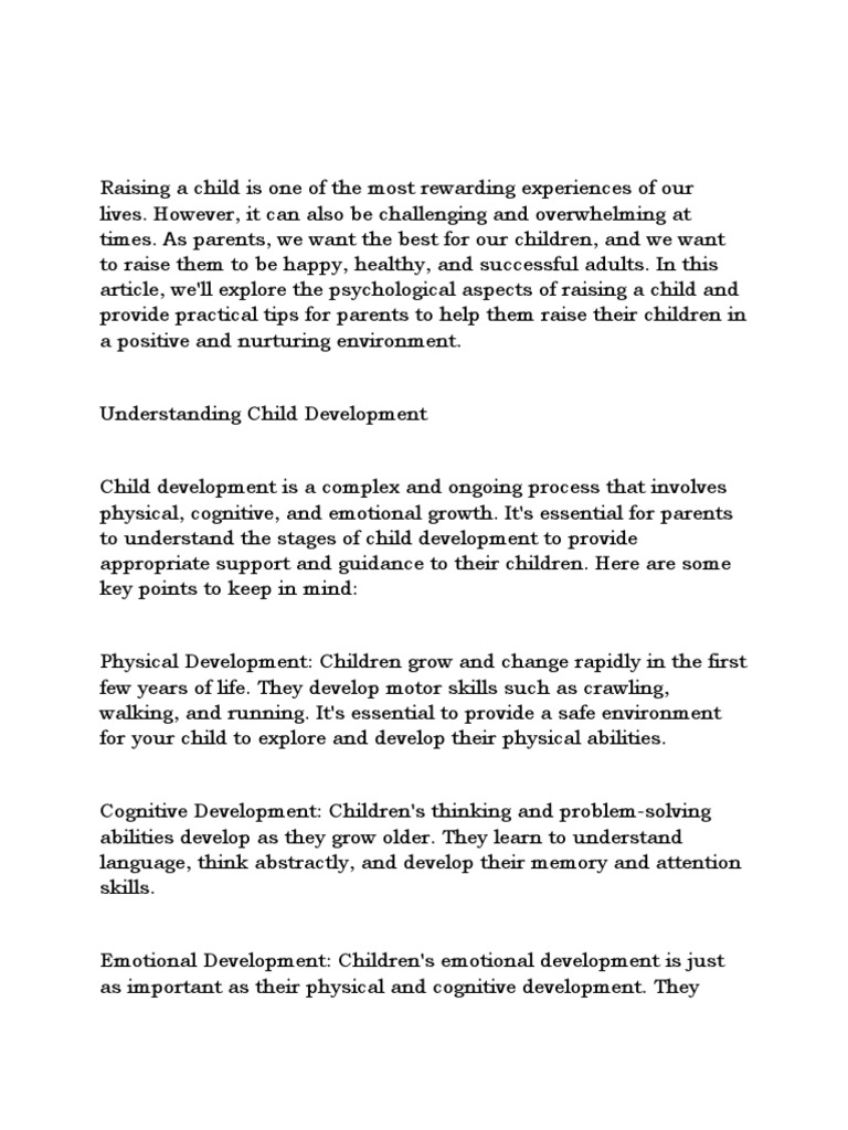 Raising Children: Developmental Stages and Parenting Tips | PDF