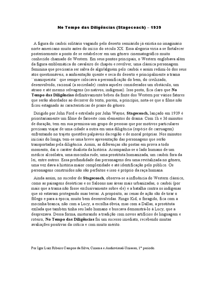 Stagecoach Por Igor Luiz | PDF | Faroeste (gênero)