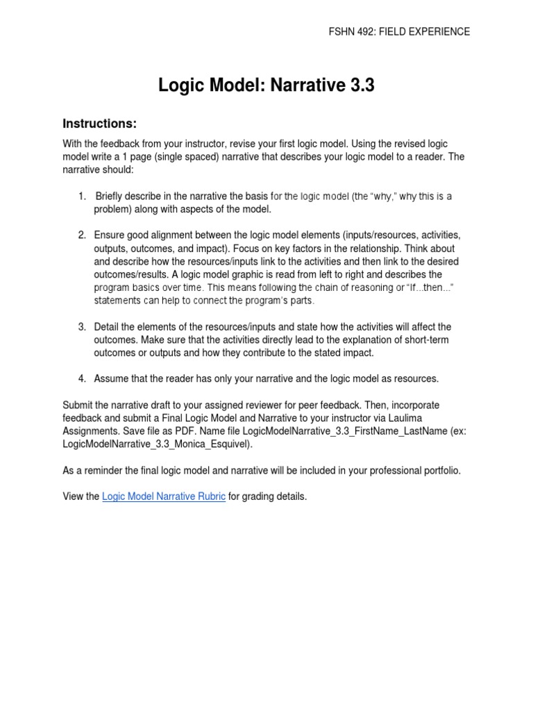 Logic Model Narrative 3 | PDF | Bone | Patient