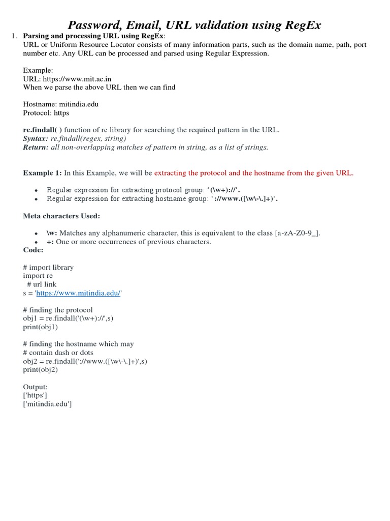 Password, Email & URL Validation | PDF