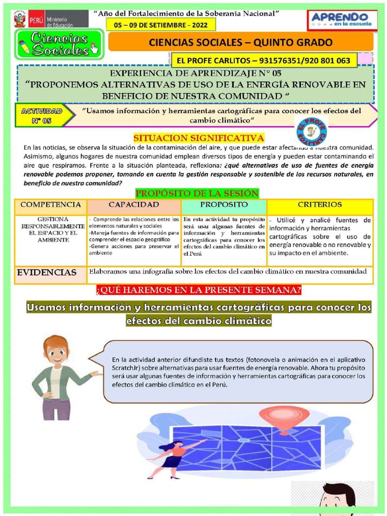 Experiencia de Aprendizaje #05 - Actividad #05 - 5to Grado - Rural-Ciencias Sociales - 00001 | PDF