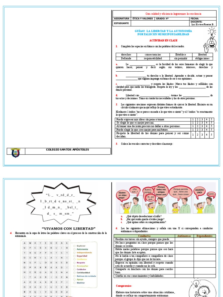 Guia#2 La Libertad y Autonomía Ética 4° | PDF | Libertad
