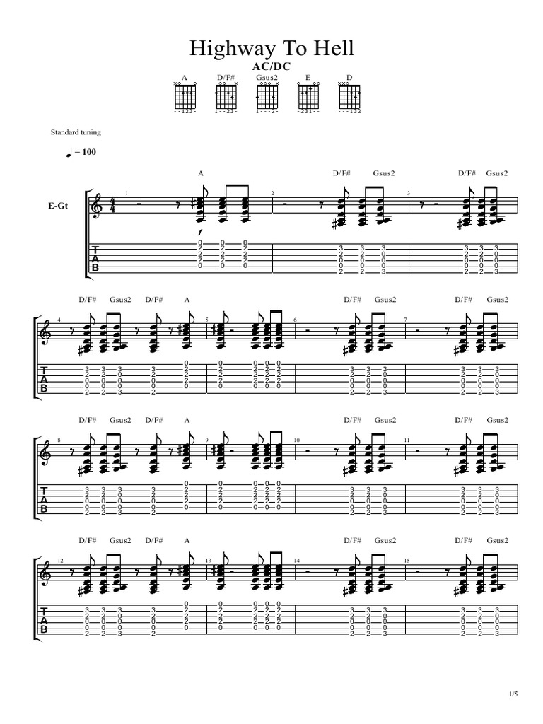 Ac DC Highway To Hell | PDF | Hard Rock | Rock Music