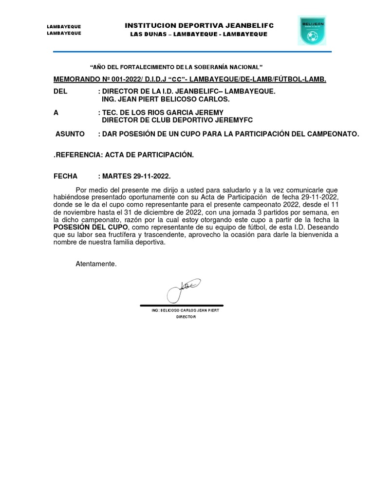 Memorando #001-2022 | PDF