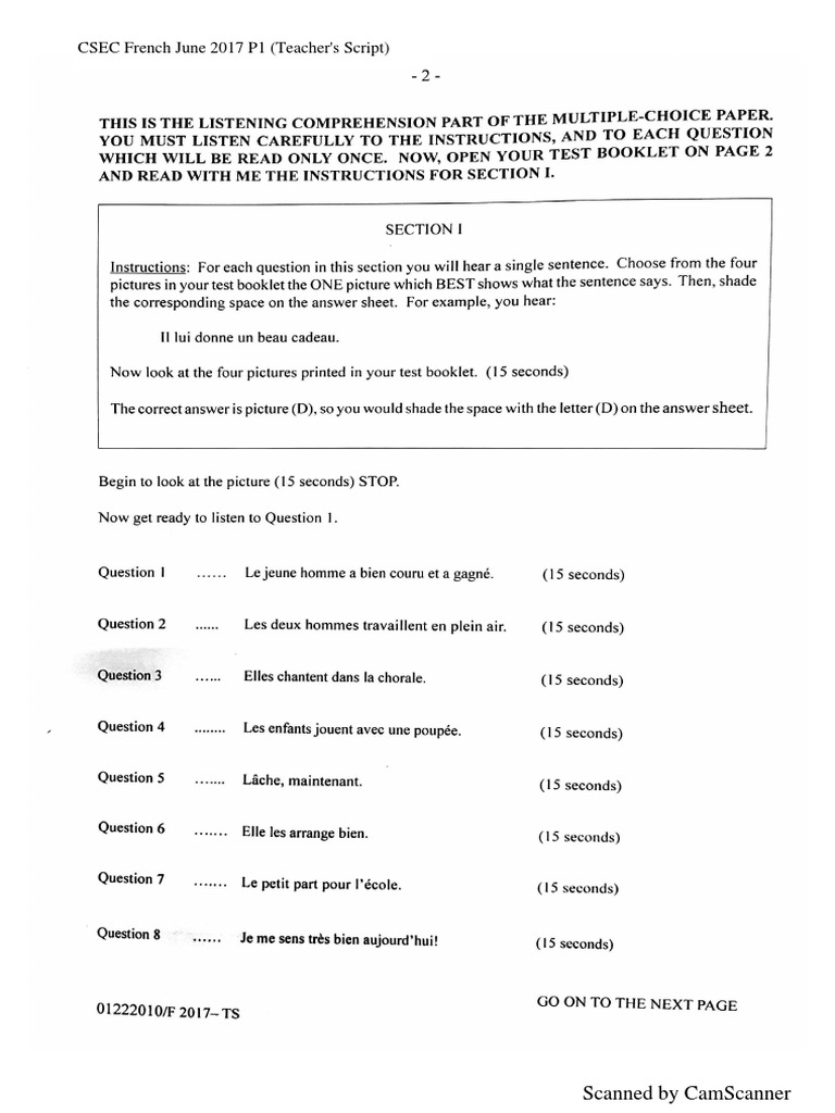 An Analysis of Student Performance on the 2017 CSEC French Examination ...