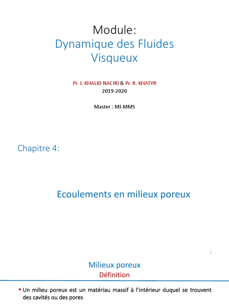 Chapitre4-Ecoulements en Milieu Poreux | PDF | Porosité | Perméabilité ...
