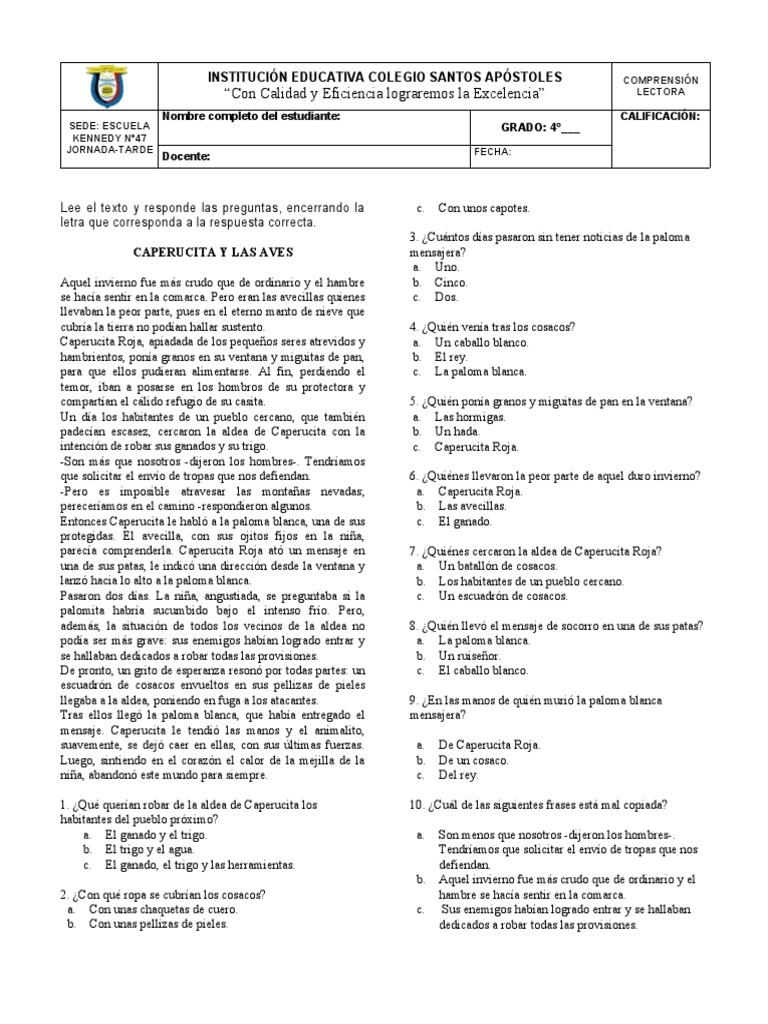 Comprensión Lectora 4° Ivp | PDF | Hormiga