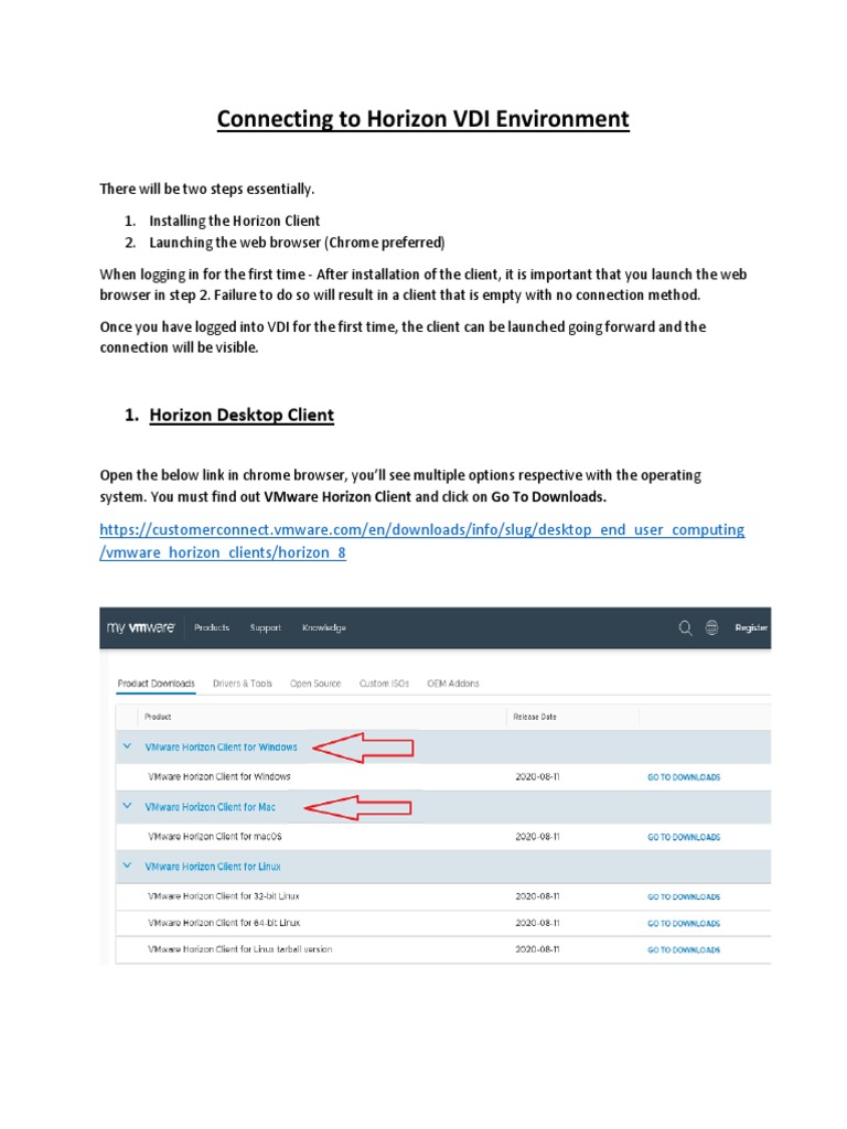 Connect to Horizon VDI | PDF | Desktop Virtualization | Login