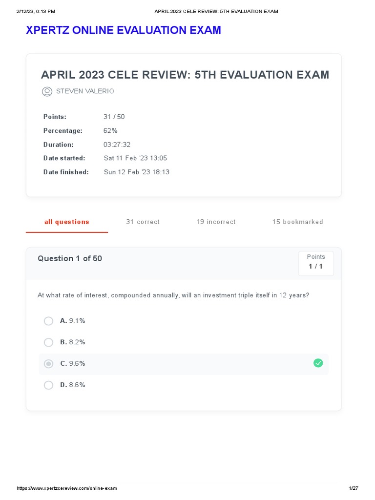 Eval 5 - Xpertz Ce Review | Download Free PDF | Depreciation | Interest