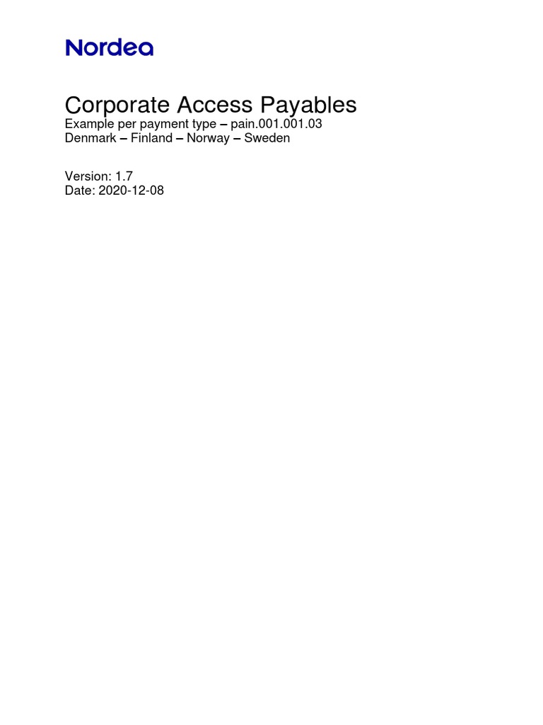 Corporate Access Payables Pain 001 Examples v1.7 | PDF