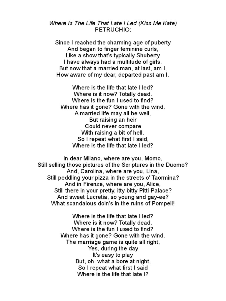 Where Is The Life (Lyrics) | PDF