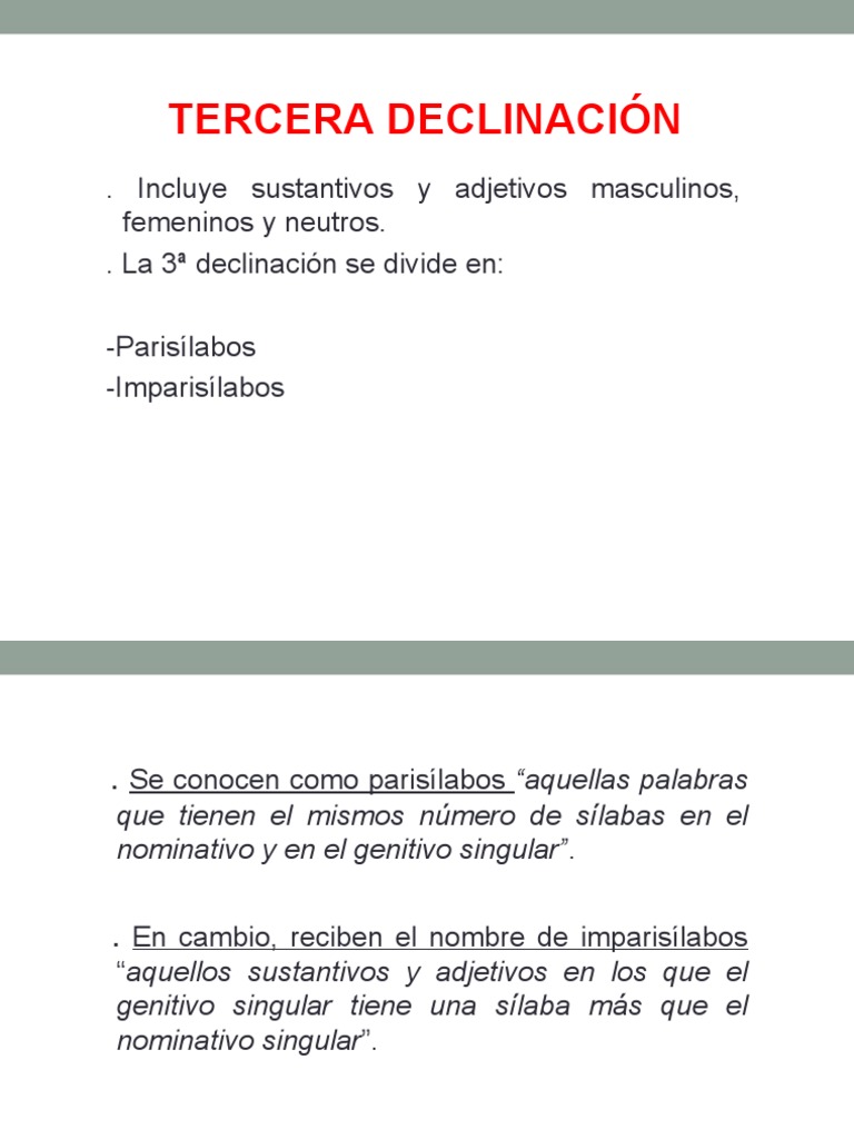 Tercera Declinación | PDF | Numero Gramatical | Relaciones sintácticas