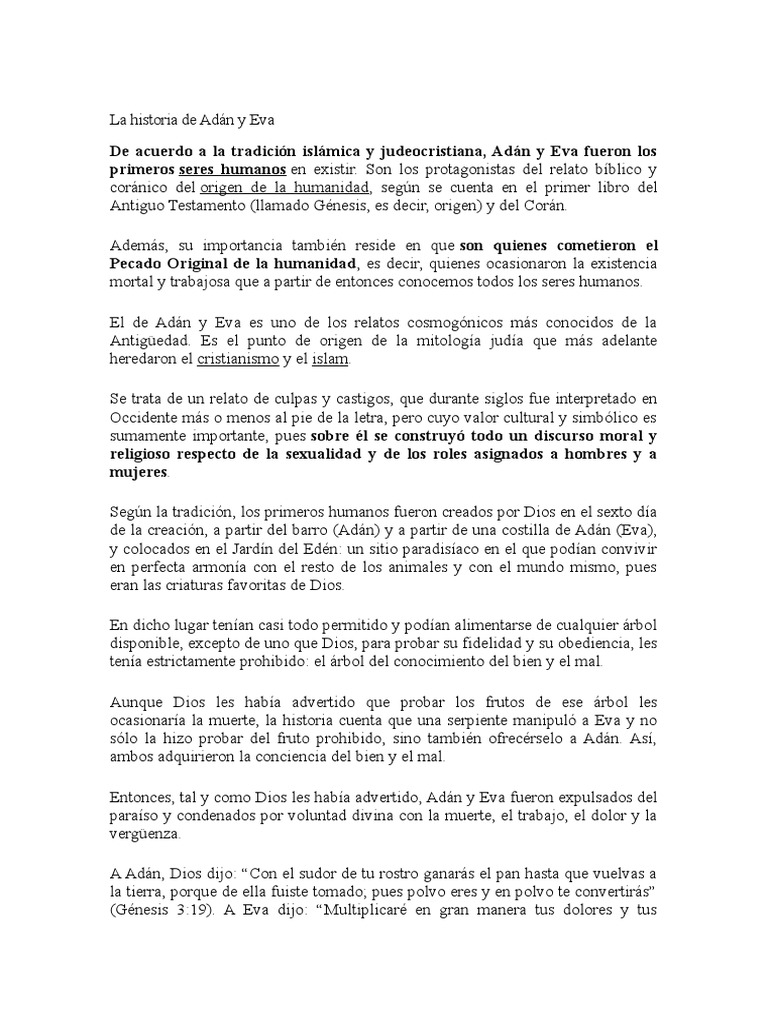 Adan y Eva, Origen de La Comunidad | PDF | Adán y Eva | Adán