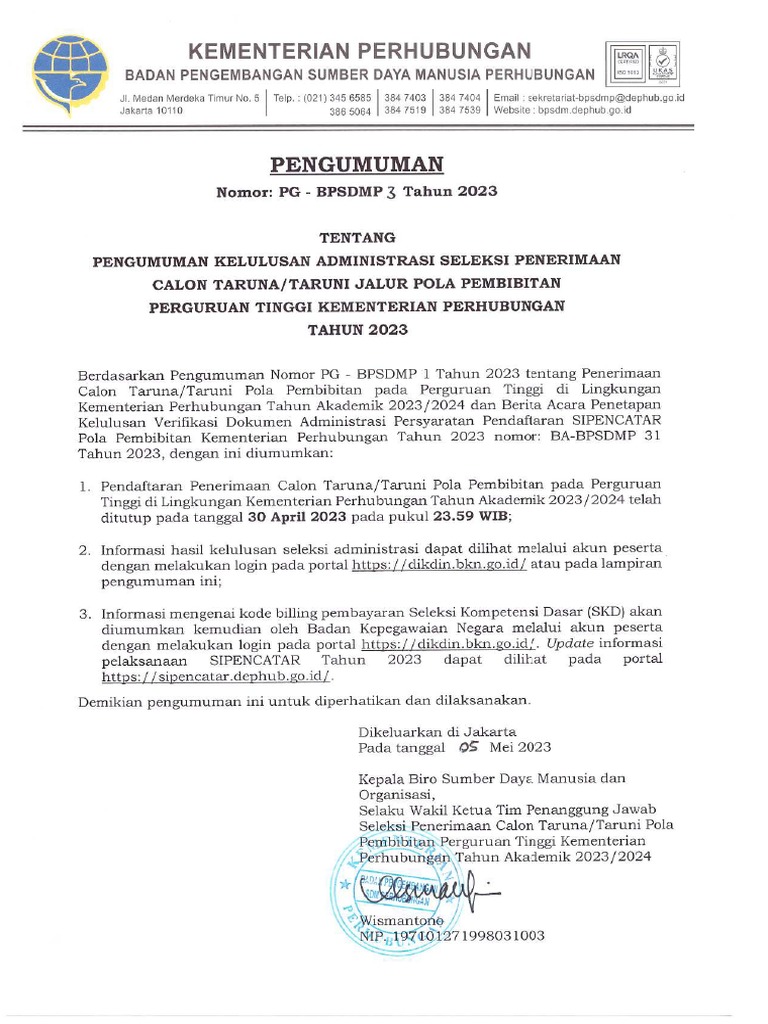 PG BPSDMP 03 Tahun 2023 PDF | PDF