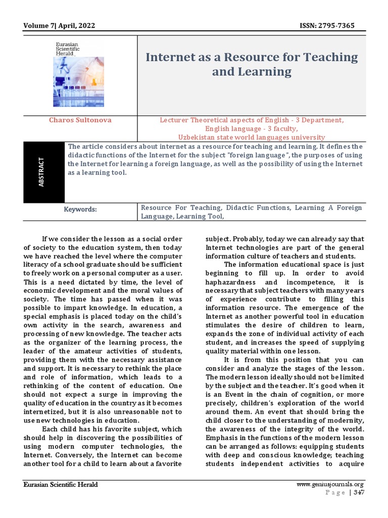 Internet as a Teaching Resource | PDF | Foreign Language | Internet