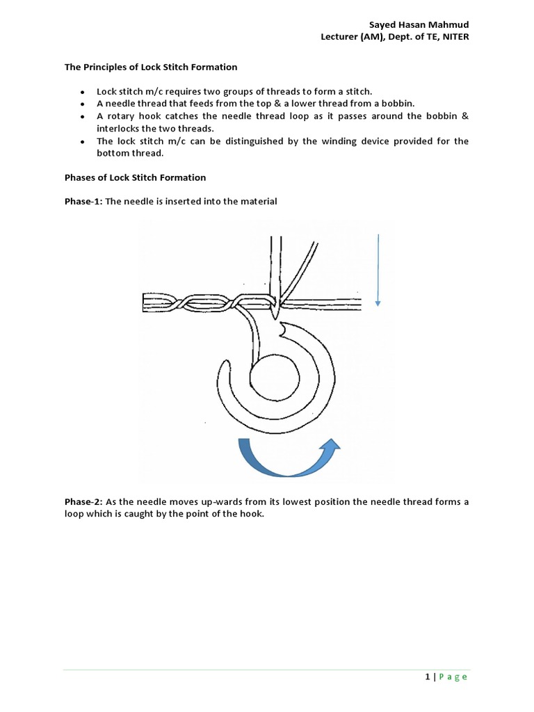 Lock and Chain Stitch Formation Principles | PDF | Sewing Machine | Sewing