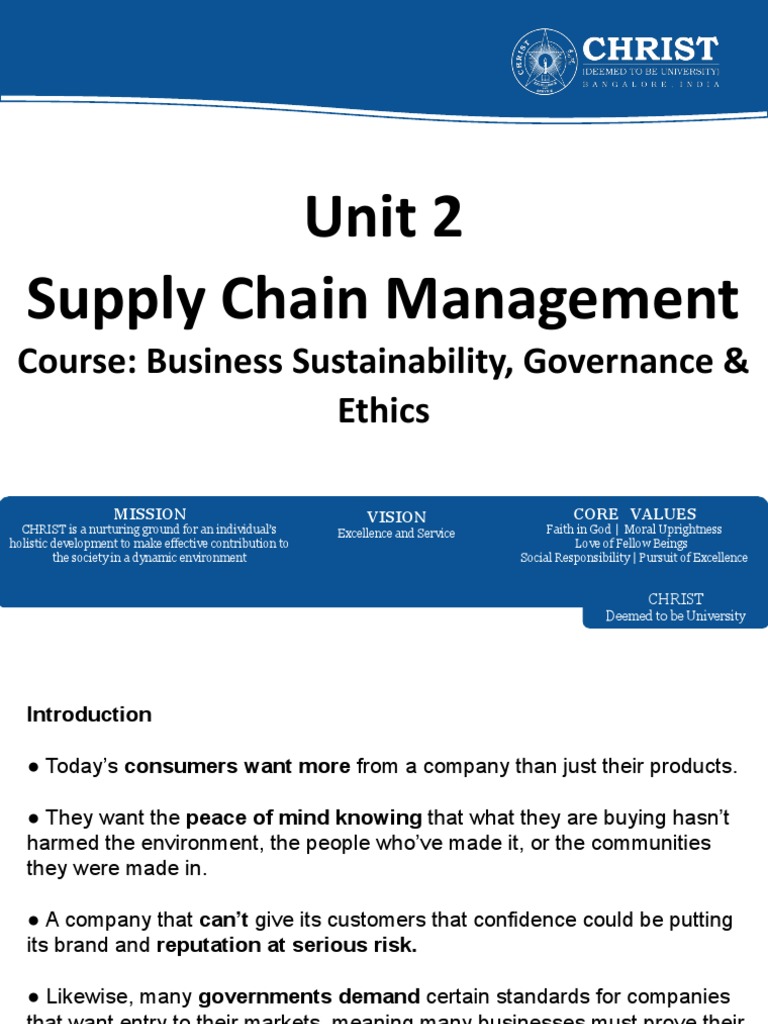 Unit 2 Supply Chain Management | PDF | Supply Chain | Supply Chain Management
