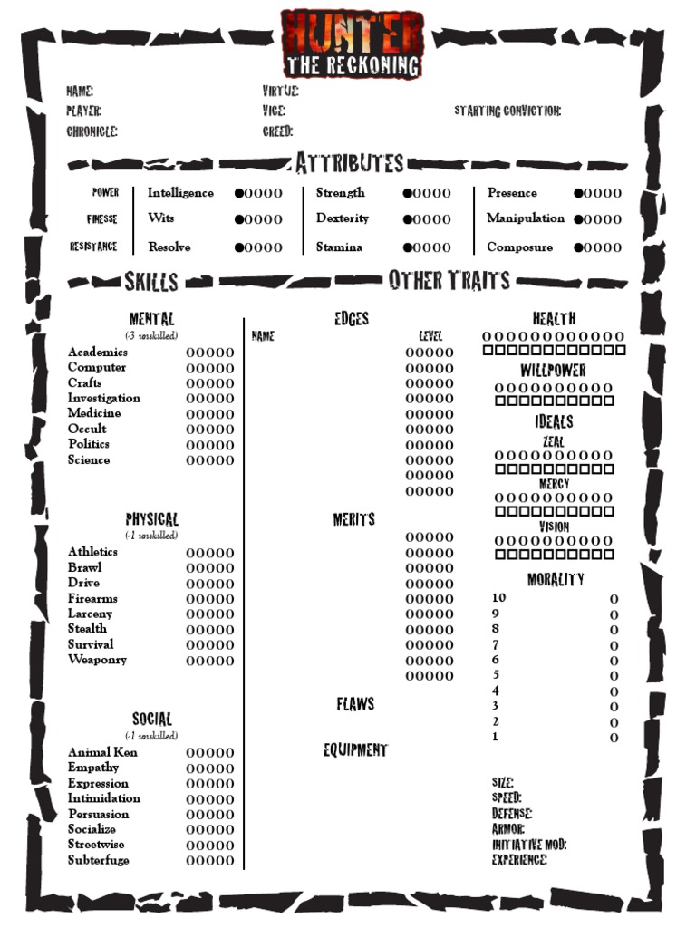 NWoD HTR 1-Page PDF | PDF