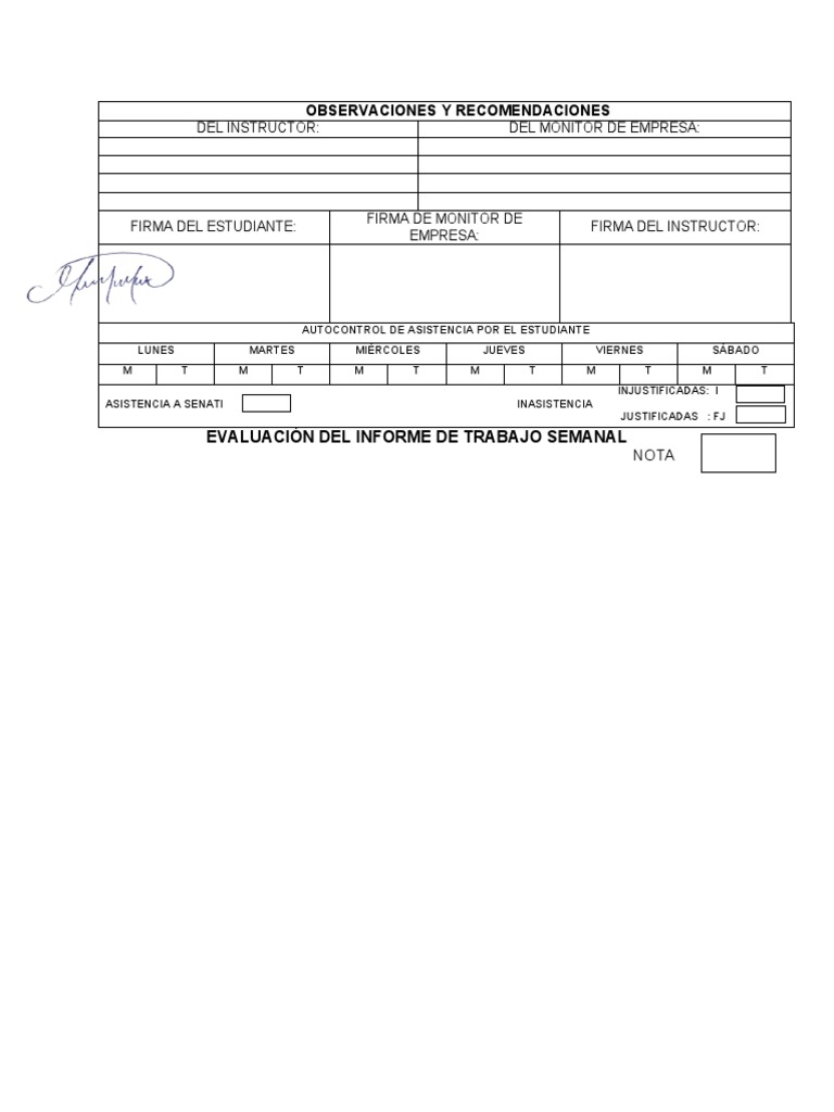 Cuaderno de Informe Semanal - Odt | PDF